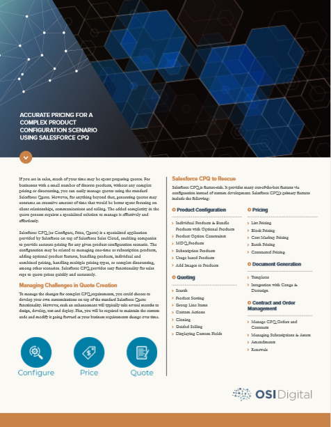 Data Sheet: Accurate Pricing for a Complex Product Configuration ...