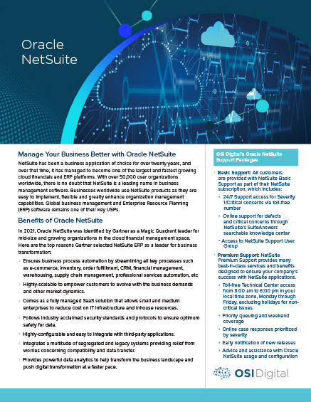 Data Sheet: Manage Your Business Better with Oracle NetSuite