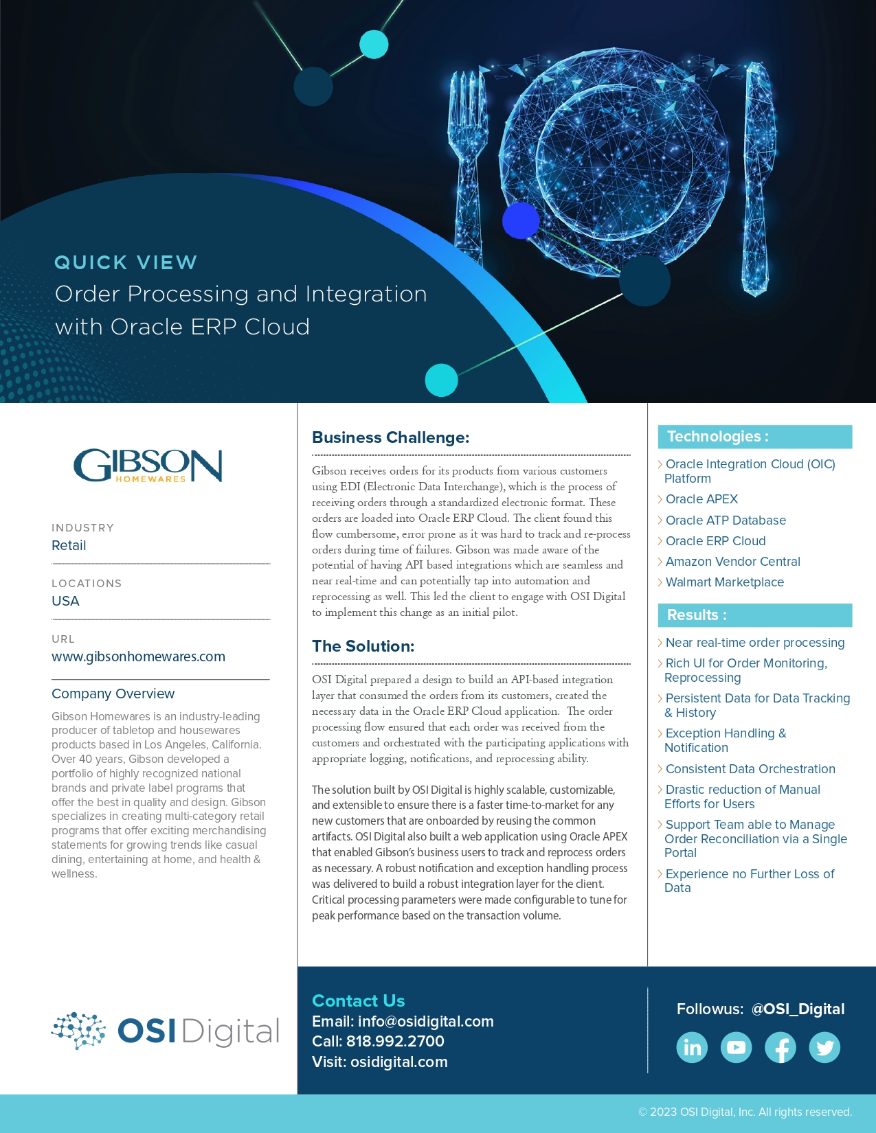 Quick View: Order Processing and Integration with Oracle ERP Cloud