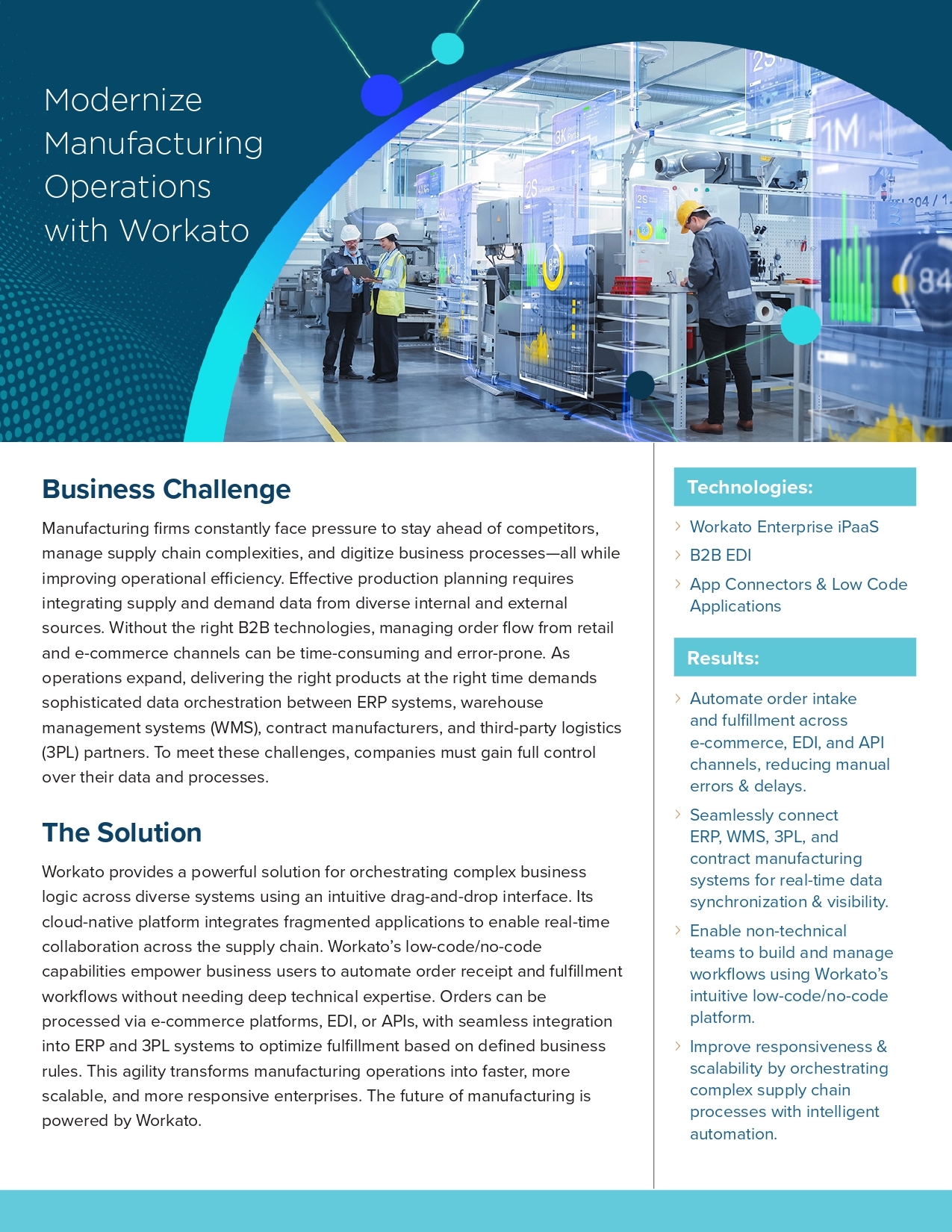 Data Sheet: Modernize Manufacturing Operations with Workato