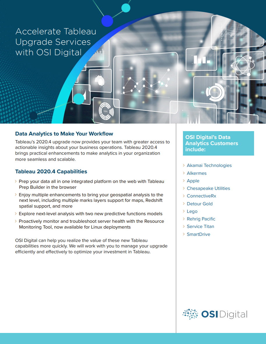 Data Sheet: Accelerate Tableau Upgrade Services with OSI Digital